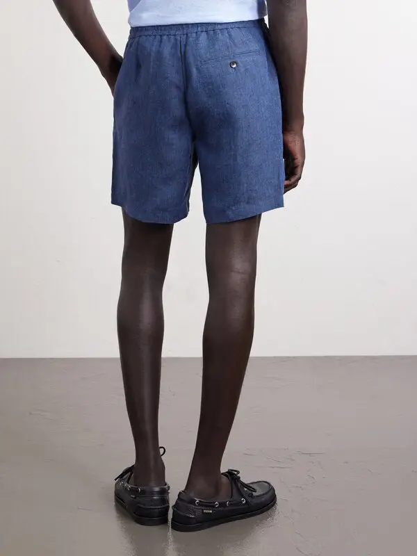 Mr P. Straight-leg Herringbone Linen Shorts