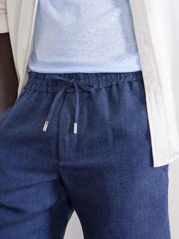 Mr P. Straight-leg Herringbone Linen Shorts