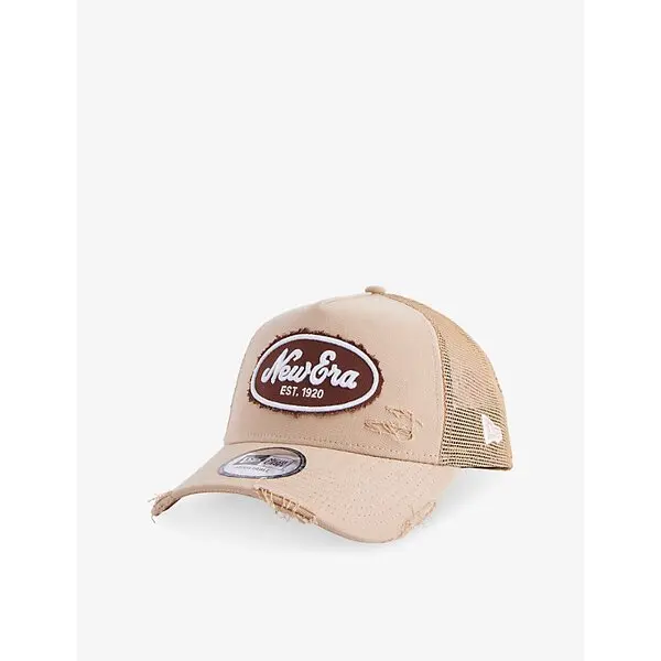 New Era 9forty Distressed Cotton-twill And Mesh Cap - Light Beige