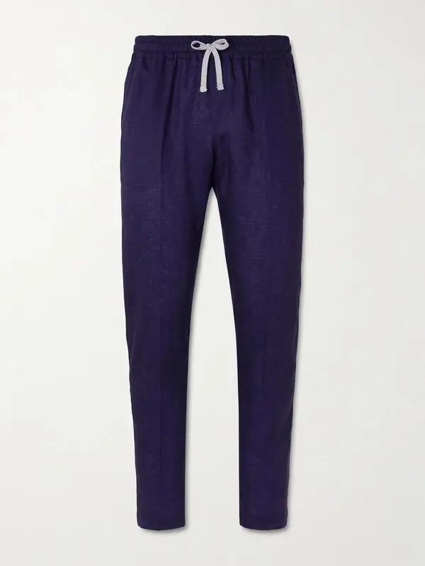 Fedeli Bonifacio Straight-leg Linen Trousers - Blue