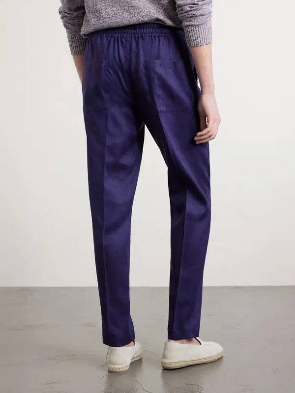 Fedeli Bonifacio Straight-leg Linen Trousers - Blue