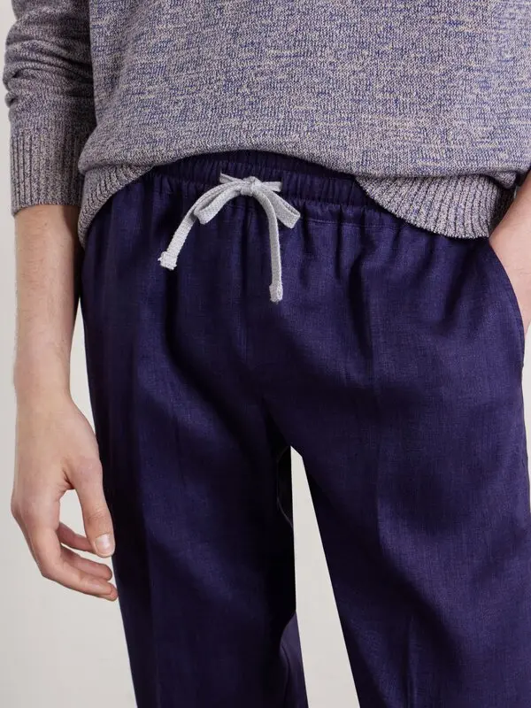 Fedeli Bonifacio Straight-leg Linen Trousers - Blue