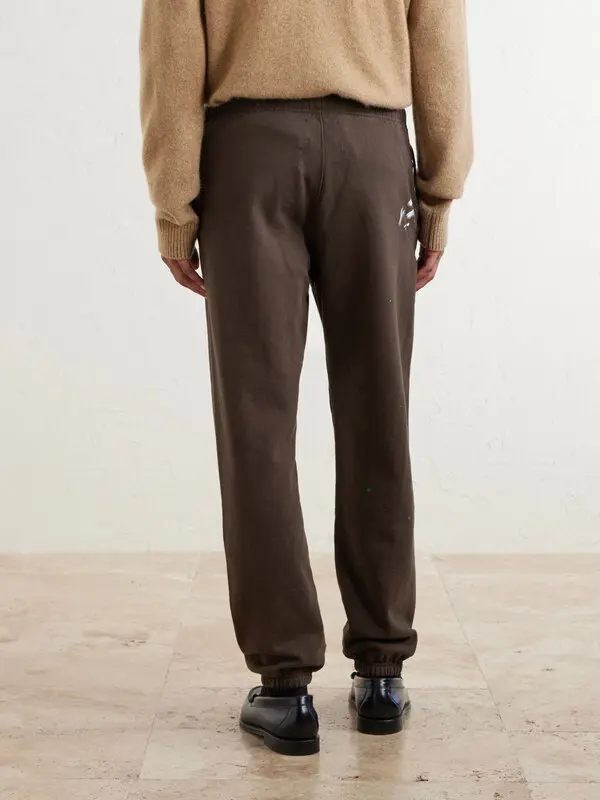GALLERY DEPT. Logo-print Paint-splattered Cotton-jersey Sweatpants - Brown
