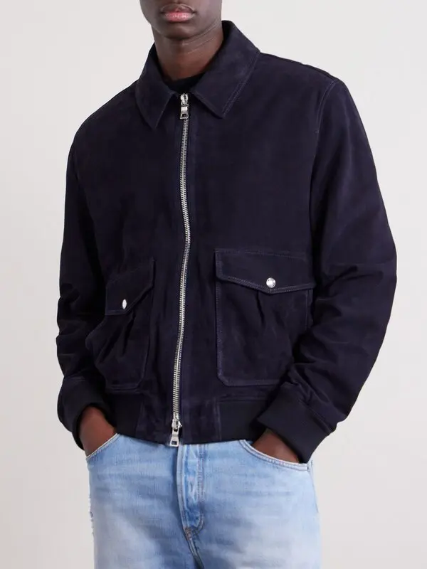 Mr P. Suede Blouson Jacket - Blue