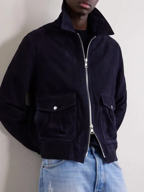 Mr P. Suede Blouson Jacket - Blue