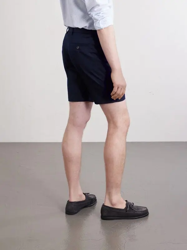 Mr P. Cotton-canvas Bermuda Shorts - Blue