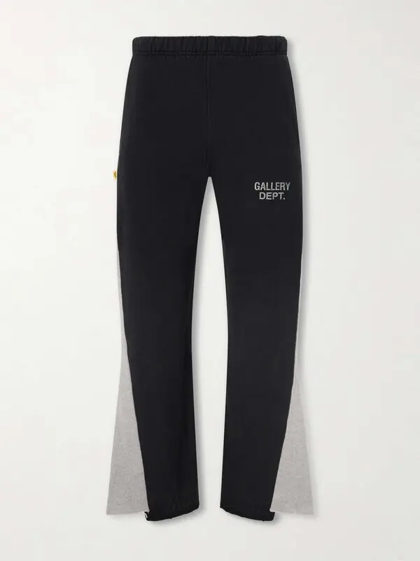 GALLERY DEPT. Flared Logo-print Cotton-jersey Sweatpants - Black