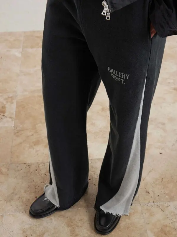 GALLERY DEPT. Flared Logo-print Cotton-jersey Sweatpants - Black