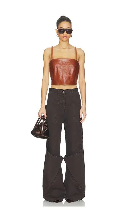 IRO PARIS Lamb Leather Cropped Top