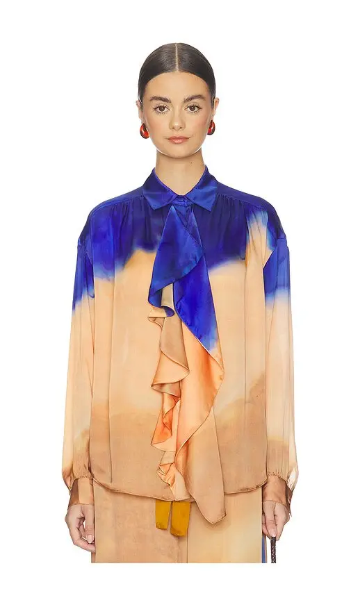 Ulla Johnson Gesture Long Sleeve Silk Blouse - Moontide