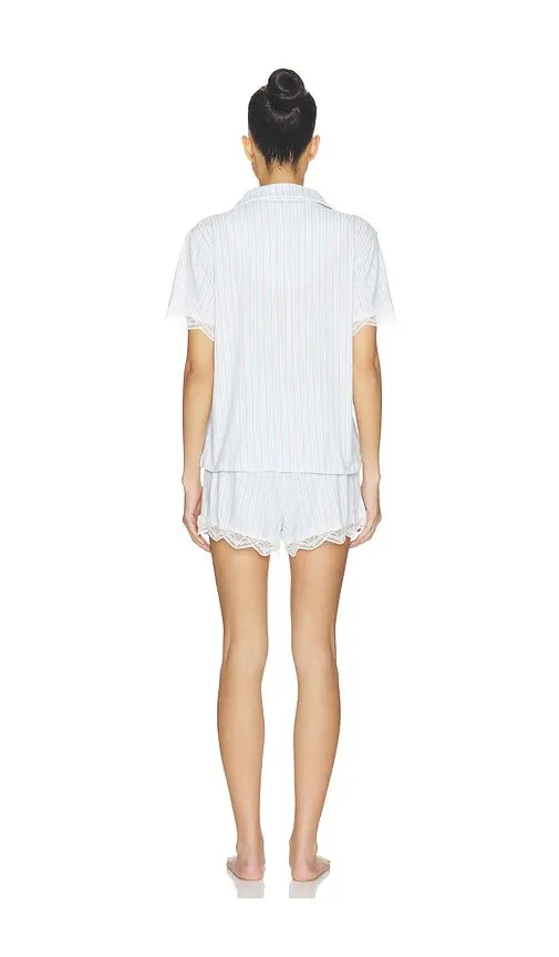 Flora Nikrooz Luna Notch Pajama Set In Baby - Blue