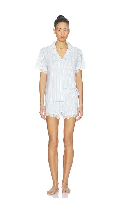 Flora Nikrooz Luna Notch Pajama Set In Baby - Blue