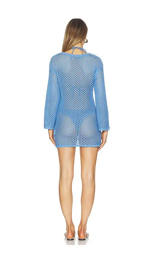 Buy Minkpink Balmy Crochet Mini Dress - Blue At 57% Off