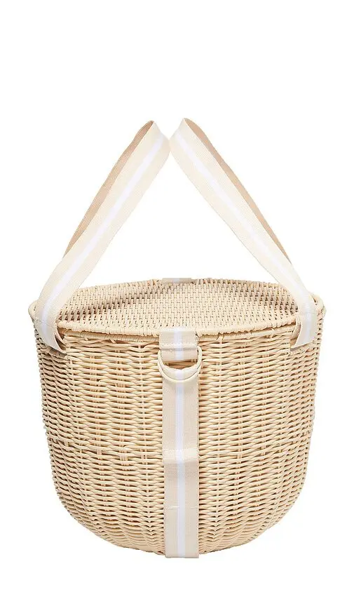 SUNNYLIFE Round Picnic Cooler Basket Le Weekend In Beige - Natural