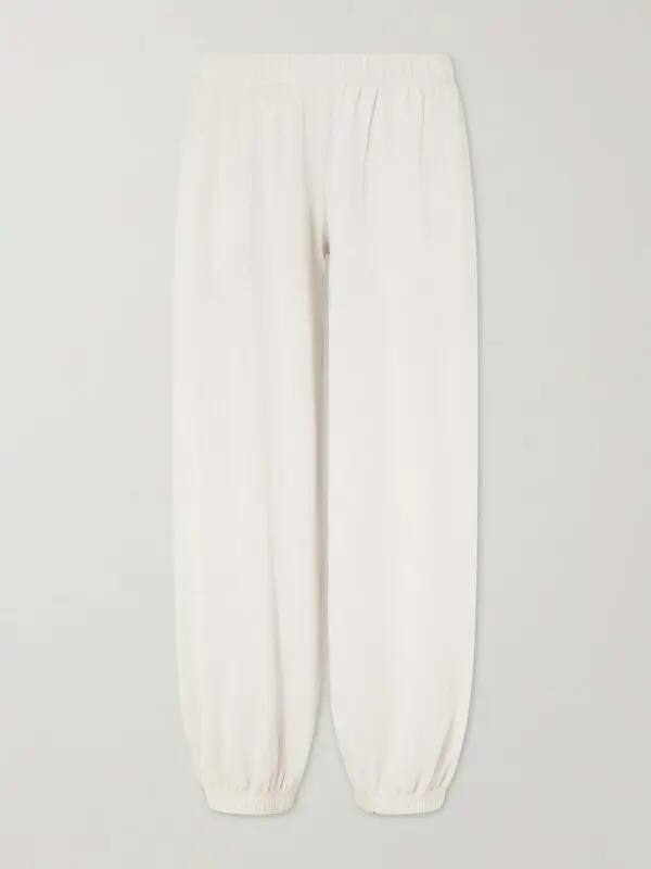 Suzie Kondi Paxos Cotton-blend Terry Track Pants - Neutrals