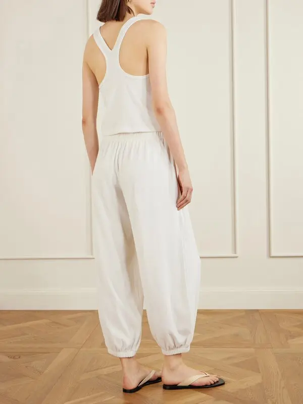 Suzie Kondi Paxos Cotton-blend Terry Track Pants - Neutrals