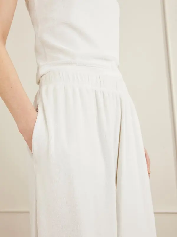 Suzie Kondi Paxos Cotton-blend Terry Track Pants - Neutrals