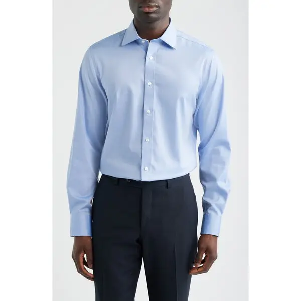 Hickey Freeman Modern Fit Pima Cotton Dress Shirt - Blue