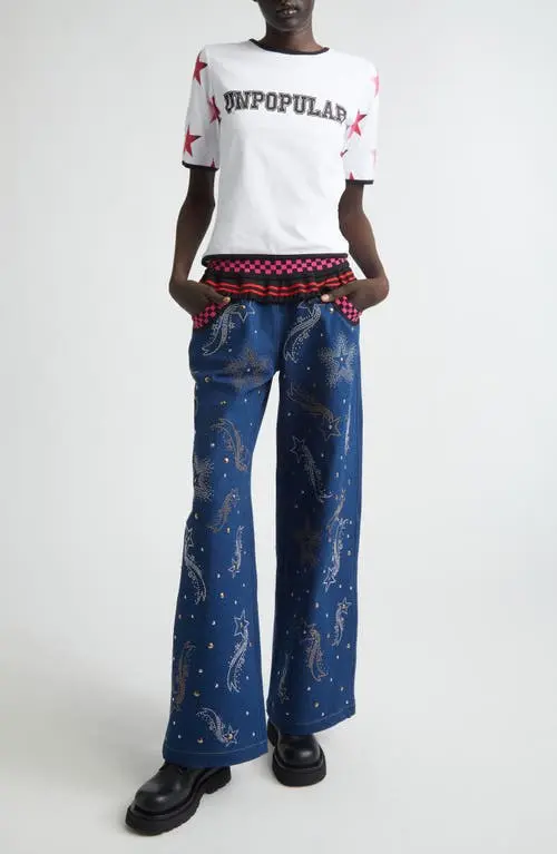 CHOPOVA LOWENA Peebles Studded Wide-leg Jeans
