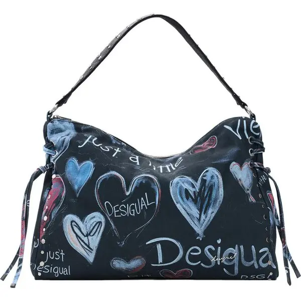 Desigual Logo Print Canvas Shoulder Bag