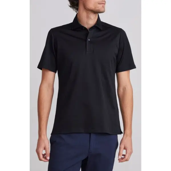 EMANUEL BERG Textured Luxe Polo - Black