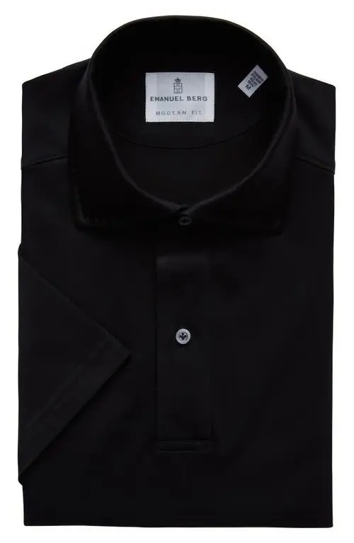 EMANUEL BERG Textured Luxe Polo - Black