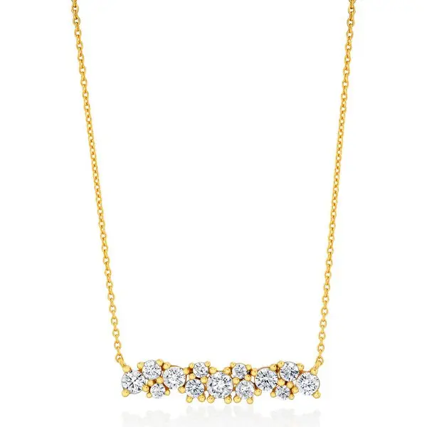CRISLU Brilliant Cubic Zirconia Bar Pendant Necklace - 18kt Yellow Gold/clear Stone