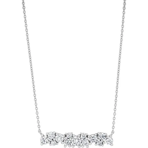 CRISLU Brilliant Cubic Zirconia Bar Pendant Necklace - Pure Platinum/clear Stone