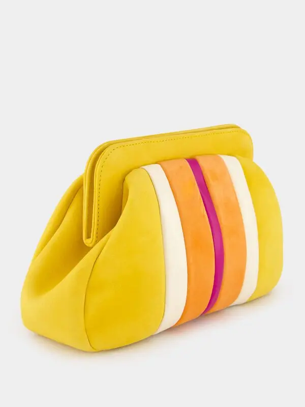 PAULA Medine Leather And Suede Clutch - Yellow
