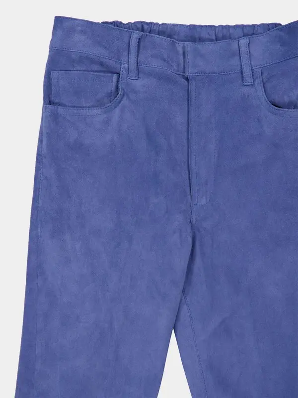PAULA Capella Embroidered Suede Trousers - Blue