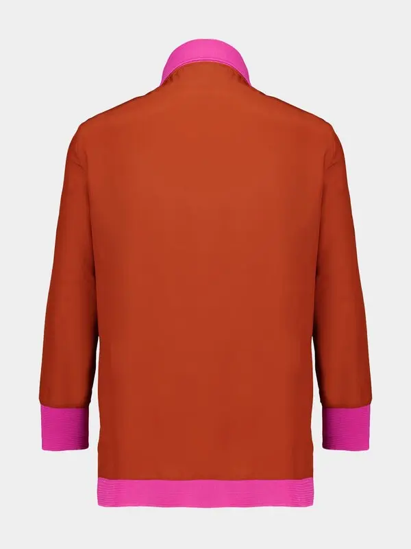 PAULA Diane Cinnamon Stick Silk V-neck Long-sleeve Top - Orange