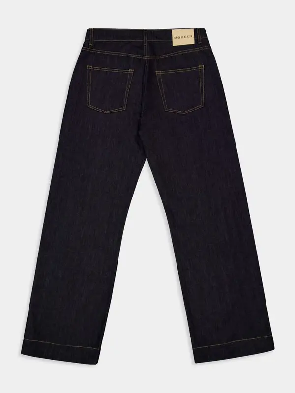 Alexander McQueen Indigo Wide-leg Denim Jeans - Blue