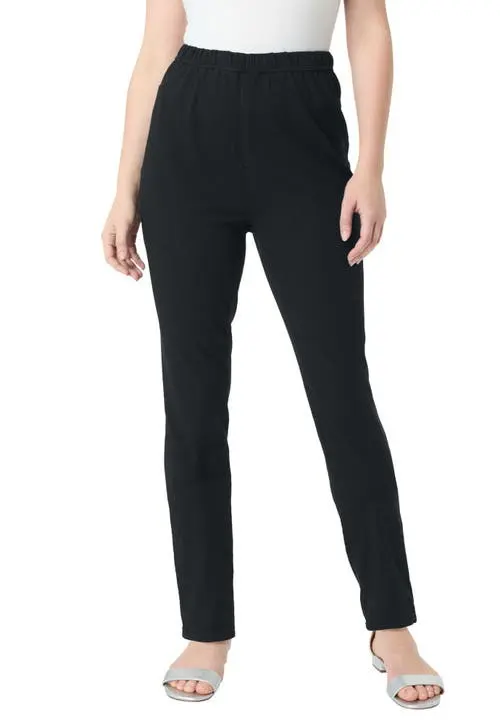 Roaman's Knit Jean Jeggings With Elasticized Waistband - Black