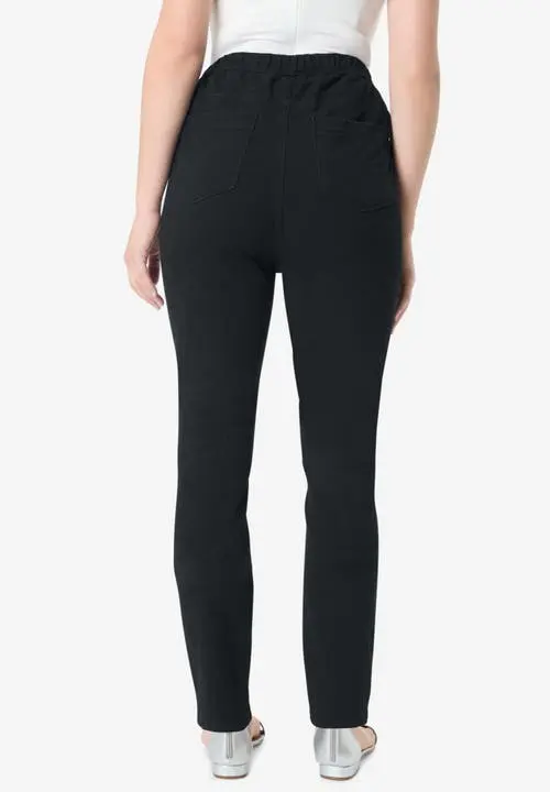Roaman's Knit Jean Jeggings With Elasticized Waistband - Black