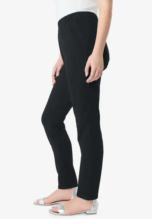 Roaman's Knit Jean Jeggings With Elasticized Waistband - Black