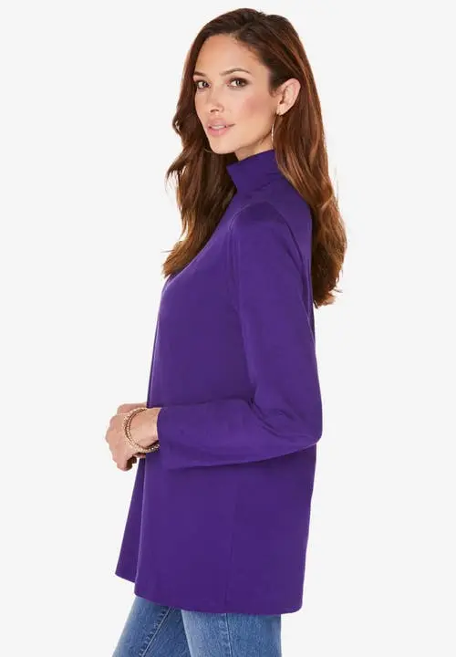 Roaman's Long Sleeve Mock Neck Tee - Navy