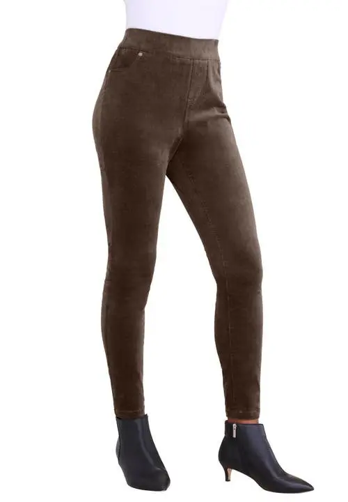 Roaman's Corduroy Leggings - Chocolate