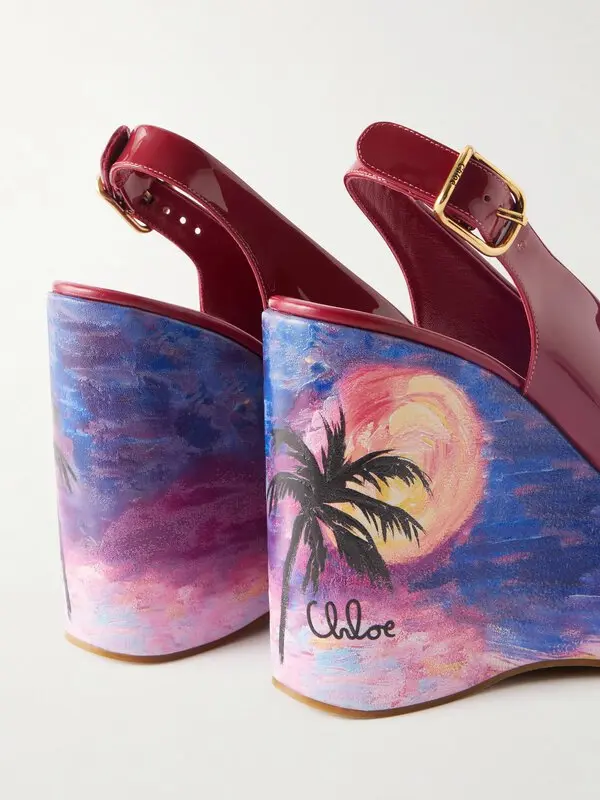 Chloé Patent-leather Platform Slingback Sandals - Pink