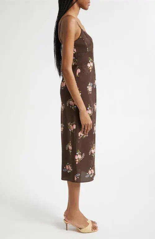 Veronica Beard Shara Floral Print Silk-blend Midi Dress