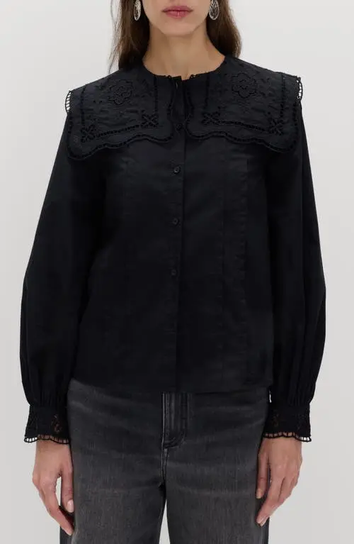 PER UNA BY M&S Broderie Collar Cotton Shirt