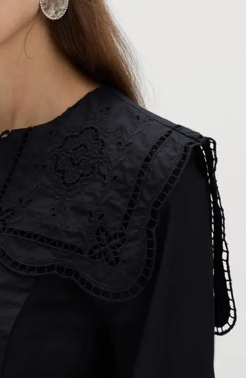 PER UNA BY M&S Broderie Collar Cotton Shirt