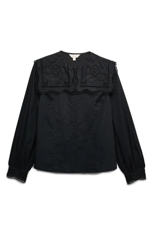 PER UNA BY M&S Broderie Collar Cotton Shirt