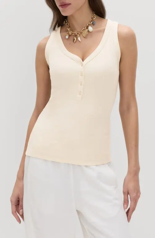 PER UNA BY M&S Ribbed Henley Sleeveless Top - Ecru