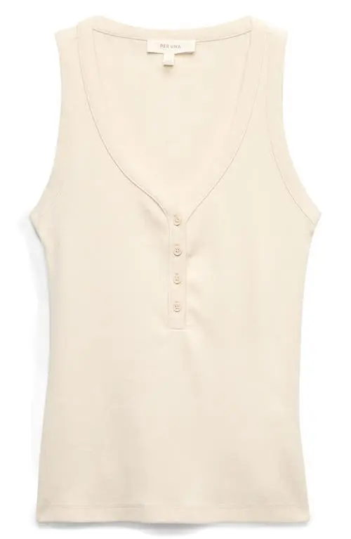 PER UNA BY M&S Ribbed Henley Sleeveless Top