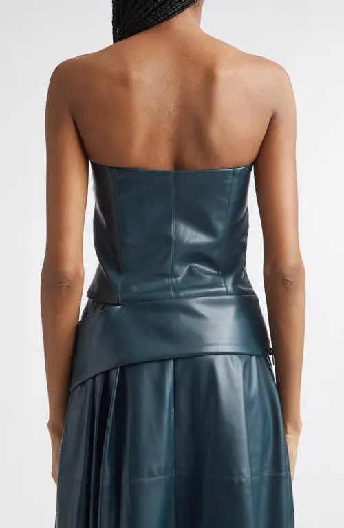 ISRAELLA KOBLA Zinia Strapless Faux Leather Bustier Top