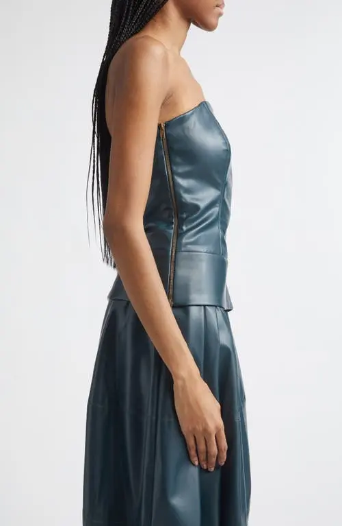 ISRAELLA KOBLA Zinia Strapless Faux Leather Bustier Top