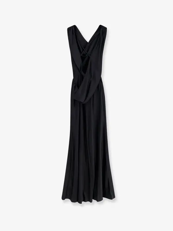 ACTUALEE Satin Long Dress - Black