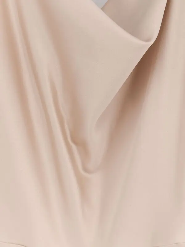 ACTUALEE Satin Long Dress - Beige