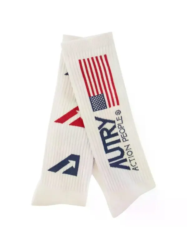 AUTRY Flag-print Socks - Neutrals