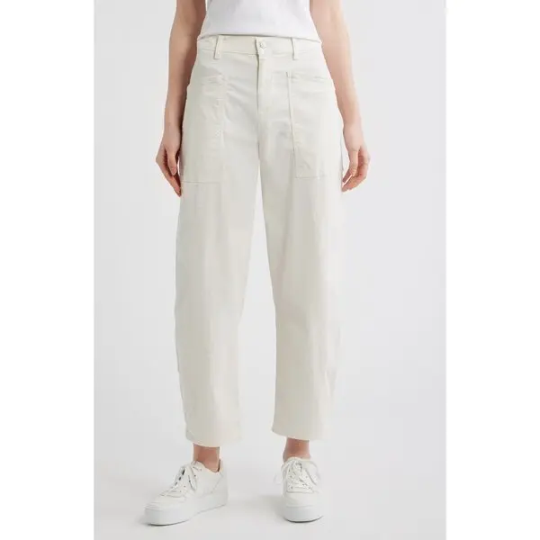 Frank & Eileen Bray Barrel Leg Cotton Twill Pants - Chalk